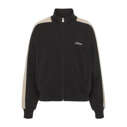 s.Oliver Damen Sweatjacke, Gr. 32, schwarz, Sweatware, Obermaterial: 95% Baumwolle, 5% Elasthan, unifarben mit Farbeinsatz, Sweatjacken, mit