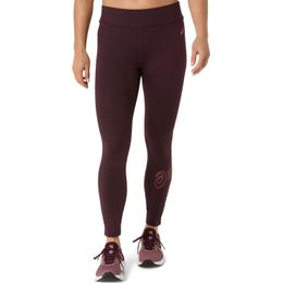 asics Damen Lauftights "asics LOGO 7/8 TIGHT"schwarz currant, Gr. L, Obermaterial: 88% Polyester, 12% Elasthan, Hosen