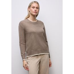 Strickpullover Street One, Damen, Gr. 36, silk braun meliert, Stoff, 30% Polyester, 29% Polyacryl, 21% Viskose, 20% Nylon, unifarben, regular fit normal, Rundhals, B&uuml;ndchen, Pullover Strickpullover, mit Materialmix