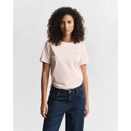 Gant Damen T-Shirt "REG SHIELD KA T-SHIRT", rosa, Gr. XXL, Jersey, Obermaterial: 100% Baumwolle, Shirts, mit einer kleinen aufgestickten