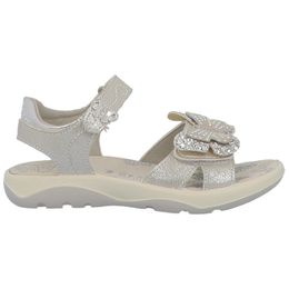Lurchi M&auml;dchen Sandale "Farfalla", Gr. 28, silber, Lederimitat, Glitzer, gl&auml;nzend, festlich, Schuhe, Klettschuh mit Strasssteinen, Gr&ouml;&szlig;enschablone