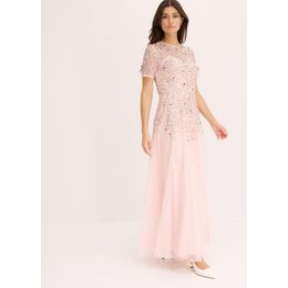 bonprix Maxikleid aus zartem T&uuml;ll mit Paillettenstickerei, rosa, Gr.42, Modern und feminin: Abendkleid in Maxi-L&auml;nge aus zartem T&uuml;ll mit Paillettenstickerei