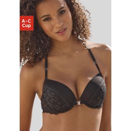 Vivance Damen Push-up-BH, Gr. 85, schwarz, Spitze, Obermaterial: 69% Polyamid, 21% Polyester, 10% Elasthan, BHs, mit Spitze in Leo-Optik mit