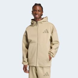 Herren Kapuzensweatshirt "NEW ADIDAS Z.N.E. ZIP-HOODIE", beige, Gr. XL, adidas Sportswear, Obermaterial: 57% Polyester, 43% Baumwolle, Sweatshirts,