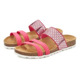 Lascana Damen Pantolette "Mule, Sandale, offener Schuh, Sommerschuh", Gr. 37, pink, Obermaterial: 100% Textilmaterial. Decksohle: 100% Rindsleder.