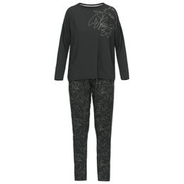 Tom Tailor Damen Schlafanzug "Xanthi", Gr. 44, grau, Single Jersey, Obermaterial: 95% Viskose, 5% Elasthan, Homewear-Sets, mit langen &Auml;rmeln,