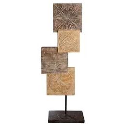 Dekoobjekt CASABLANCA BY GILDE "Skulptur quadratisch Esculpida naturfarben H. 69 cm", beige (naturfarben), B:25cm H:69cm T:11,5cm, Kunstharz, Dekofiguren