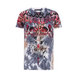 Cipo & Baxx CIPO & BAXX Herren T-Shirt "T-Shirt", lila, Gr. S, bedruckt, 95% Baumwolle, 5% Elasthan, Shirts, im Batik-Look mit Print