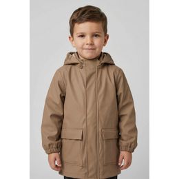 Regenjacke Wheat "Rainwear Ola Set", Jungen, Gr. 152, braun (hazel), Web, Obermaterial: 100% Polyester, unifarben, normal ca. Mitte Oberschenkel, elastischer Bund, Jacken Regenjacke, mit passender Regenhose, wasserdicht und schmutzabweisend