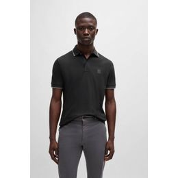 BOSS Orange Herren Poloshirt "Passertip"001 schwarz, Gr. 4XL, unifarben, Piqu&eacute;, Obermaterial: 95% Baumwolle, 5% Elasthan, Shirts, mit BOSS Logo-Badge