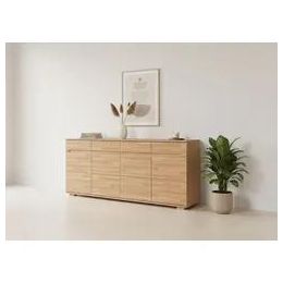 Sideboard OTTO HOME "VETRO Teilmassiv, Fronten Massivholz, Wohnzimmer, Stauraum,Griffmulde", wei&szlig;, neutral, B:199cm H:85cm T:40cm, Sideboards, Sideboard, B/T/H:199/40/85cm, 4Schubladen, 8 geschlossen F&auml;cher, Stauraum