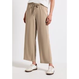 Stoffhose Street One "Style Emee", Damen, Gr. 38, L&auml;nge 26, beige (safari beige), Web, Obermaterial: 100% Viskose, unifarben, normal 7/8-L&auml;nge, Hosen Stoffhose, Sommerhose mit elastischem Bund mit Tunnelzug