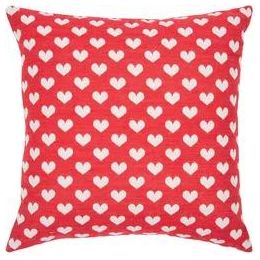 Dekokissen Pad "HEART", rot (rot, herzen), B:45cm L:45cm, Baumwolle, Polyester, Viskose, Wolle, Dekokissen_Sitzkissen_Kissenh&uuml;llen, Kissenh&uuml;lle ohne F&uuml;llung, 1 St&uuml;ck