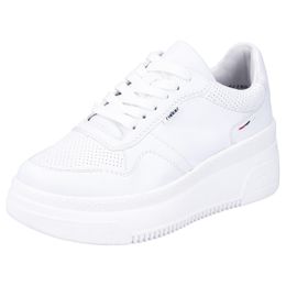 Rieker Damen Plateausneaker, Gr. 42, wei&szlig;, Lederimitat, Schuhe, mit loser Einlage, Freizeitschuh, Halbschuh, Schn&uuml;rschuh