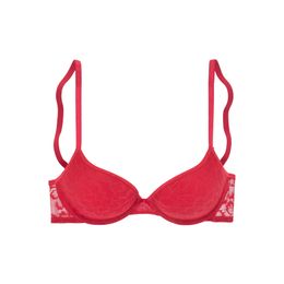 s.Oliver Damen Push-up-BH, Gr. 90, rot, Spitze, Obermaterial: 60% Polyamid, 35% Polyester, 5% Elasthan, BHs, in schimmernder Optik, sexy Dessous