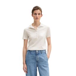 Marc O'Polo MARC O'POLO Damen Poloshirt "mit Material-Mix-Details"wei&szlig; cotton, Gr. XXL, unifarben, Obermaterial: 100% Baumwolle, Shirts