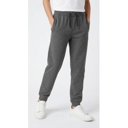 Sweathose name it "NKMSWEAT &ndash; Jogger mit verstellbarem Bund und Rippb&uuml;ndchen", Jungen, Gr. 116, N-Gr, grau (dunkelgrau melange), angeraute Sweatware, Obermaterial: 80% Baumwolle, 20% Polyester, meliert, unifarben, regular fit kn&ouml;chellang, Hosen Sweathose, unifarben, casual, regular fit, angeraute Sweatware