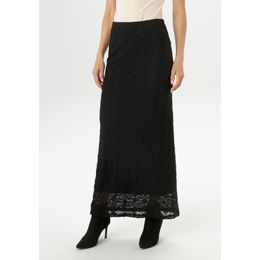 Damen Maxirock, schwarz, Gr. 34, Aniston SELECTED, gebl&uuml;mt, unifarben, Spitze, Obermaterial: 95% Polyester, 5% Elasthan. Futter: 100% Polyester,