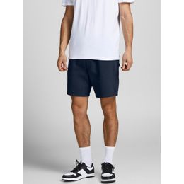 Jack & Jones JACK & JONES Herren Sweatshorts "JPSTGORDON mit elastischem Bund", blau, Gr. XS, unifarben, Web, Obermaterial: 61% Polyester, 39% Baumwolle, Hosen,