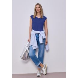 Street One Damen Shirttopamparo blau, Gr. 38, unifarben, Web, 50% Baumwolle, 50% Modal, Tops, Jersey