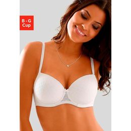 Lascana Damen Schalen-BH "B&uuml;gel-BH, Dirndl-BH", Gr. 100, wei&szlig;, Microtouch, Obermaterial: 86% Polyamid, 14% Elasthan, BHs, mit graphischer Spitze,