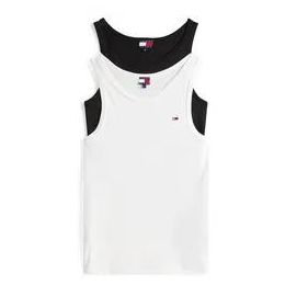 Tommy Hilfiger Tanktop TOMMY JEANS "TJM XSLIM 2PCK RIB TANK EXT", Herren, Gr. XXL, beige (ecru, schwarz), Single Jersey, Obermaterial: 100% Baumwolle, slim fit, tiefer Rundhals, Tops Tanktop, mit gerippter Struktur