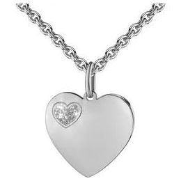 Kette mit Anh&auml;nger Firetti "Schmuck Geschenk Silber 925 Halsschmuck Ankerkette Anh&auml;nger Herz", silber (silberfarben, kristallwei&szlig;), Halsketten, Damen, Silber 925 (Sterlingsilber), L: 45 B: 1,1mm, Made in Germany - mit Zirkonia (synth.), B:1,1mm