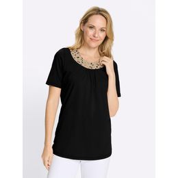 Classic Basics Damen T-Shirt "Kurzarm-Shirt"schwarz, Gr. 42, gemustert, 100% Baumwolle, Shirts