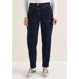 Cecil Damen Loose-fit-Jeansrinsed wash, Gr. 34, unifarben, Jeans, 82% Baumwolle, 15% Polyester, 3% Elasthan, Jeans, High Waist