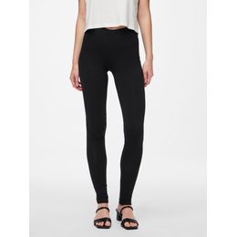 Pieces Damen Leggings "PCEDITA LONG LEGGINGS NOOS BC", schwarz, Gr. L, unifarben, Jersey, Obermaterial: 94% Baumwolle, 6% Elasthan, Hosen