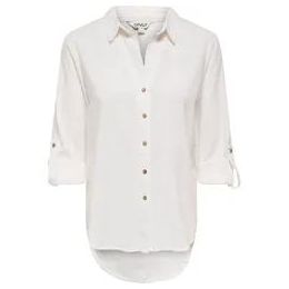 Hemdbluse Only "ONLGOA 3/4 STRAP LINEN BL SHIRT CC PNT", Damen, Gr. XS, cloud dancer, Web, Obermaterial: 70% Viskose, 30% Leinen, unifarben, loose fit Po-bedeckend, Blusen Hemdbluse, mit Leinen, umschlagbare Manschetten