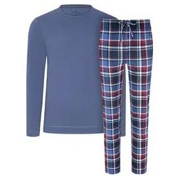 Schlafanzug Jockey "Pyjama Night and Day Long Pyjama", Herren, Gr. M, bunt (blau, rot), Obermaterial: 50% Baumwolle CO. 50% Modal CMD., Homewear-Sets Schlafanzug