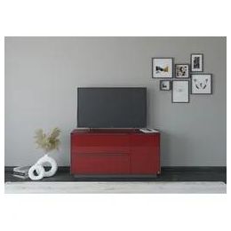 Lowboard "Reno", graphit schwarz matt lack, glas bordeauxrot glanz, B:137cm H:71cm T:42cm, Glas, Holzwerkstoff, SET ONE BY Musterring, Sideboards, Lowboard, Mit Sockel in diversen Farben, 71 cm H&ouml;he & Farbauswahl