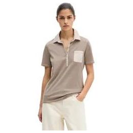 Marc O'Polo Poloshirt MARC O'POLO "mit Material-Mix-Details", Damen, Gr. XXL, earthy taupe, Obermaterial: 100% Baumwolle, unifarben, slim fit, normaler Saum, Shirts