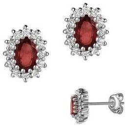 Paar Ohrstecker Firetti "Schmuck Geschenk Silber 925 Ohrschmuck Ohrringe Diana", rot (silberfarben, rot, kristallwei&szlig;, rot, kristallwei&szlig;), Ohrringe, Damen, Silber 925 (Sterlingsilber), Made in Germany - mit Zirkonia (synth.)