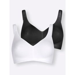 Naturana Damen B&uuml;gel-BH, Gr. 80, schwarz-wei&szlig;, 84% Polyamid, 16% Elasthan, BHs