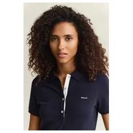 Poloshirt Gant "SLIM CONTRAST COLOR", Damen, Gr. XL, evening blau, Single Jersey, Obermaterial: 97% Baumwolle, 3% Elasthan, unifarben, slim fit normal, Rundhals, eingesetzt gerader Abschluss, Shirts, Slim fit mit Polokragen