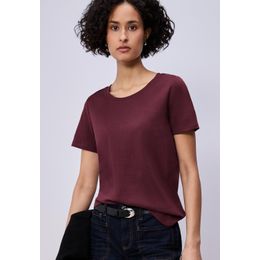 Street One Damen T-Shirttruffle rot, Gr. 36, unifarben, Web, 100% Baumwolle, Shirts, aus reiner Baumwolle