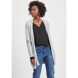 Vila Damen Cardigan "VIRIL OPEN L/S KNIT CARDIGAN - NOOS", grau, Basic, Gr. M, meliert, Feinstrick, Obermaterial: 50% Viskose, 27% Nylon, 23%