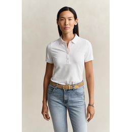 Gant Damen Poloshirt "SLIM CONTRAST COLOR", wei&szlig;, Gr. M, unifarben, Single Jersey, Obermaterial: 97% Baumwolle, 3% Elasthan, Shirts, Slim fit mit