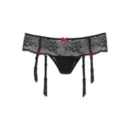 Lascana Damen Slip, Gr. 32, schwarz, Spitze, Obermaterial: 90% Polyamid, 10% Elasthan, Unterhosen, mit abnehmbaren Strapshaltern