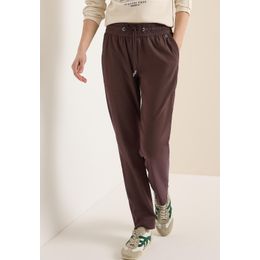 Cecil Damen Stoffhose, braun, Gr. XL, unifarben, Web, 66% Baumwolle, 30% Polyester, 4% Elasthan, Hosen, Middle Waist