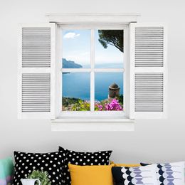 Bilderwelten Wandtattoo Fl&uuml;gelfenster Ausblick vom Garten aufs Meer