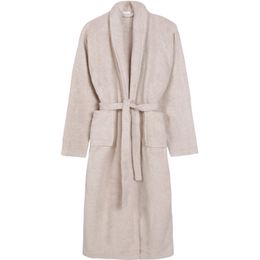 Unisex-Bademantel HIP "HIP Bathrobe uni - Blue" Gr. XS, beige (hellsand), L:113cm, Walkfrottee, Hausm&auml;ntel, Schalkragen, G&uuml;rtel, Taschen, Baumwolle, Frottee, Weich