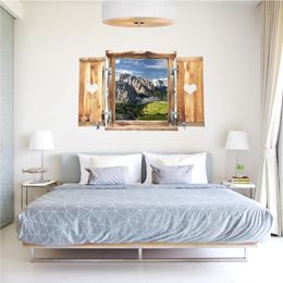 Bilderwelten Wandtattoo Natur modern 3D-Effekt Wandaufkleber - Fenster mit Herz Italienische Alpen - Berg Wohnzimmer Schlafzimmer