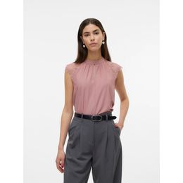 V&eacute;ro Moda VERO MODA Damen Spitzentop "VMMILLA SL LACE TEE", rosa, Gr. M, unifarben, Jersey, Obermaterial: 95% Polyester, 5% Elasthan, Tops, Materialmix,