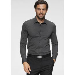 OLYMP Herren Businesshemd "Level Five body fit Jerseyshirt", grau, Gr. 38, Web, Obermaterial: 92% Baumwolle, 8% Elasthan, Hemden, in Jersey Qualit&auml;t