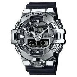 Chronograph Casio G-SHOCK, schwarz, silberfarben, Armbanduhren, Herren, Chronograph, Quarzuhr, Armbanduhr, Herrenuhr, bis 20bar wasserdicht, Resinarmband