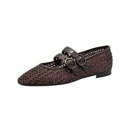 Riemchenballerina Tamaris "Tamaris Ballerinas Lederimitat/Textil", Damen, Gr. 37, mocca, Lederimitat, Textil, Schuhe Riemchenballerina