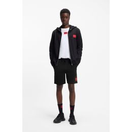 Hugo Herren Sweatshorts "Diz", schwarz, Gr. L, unifarben, Sweatware, Obermaterial: 100% Baumwolle, Hosen, Regular Fit, elastischer Bund mit Kordel,